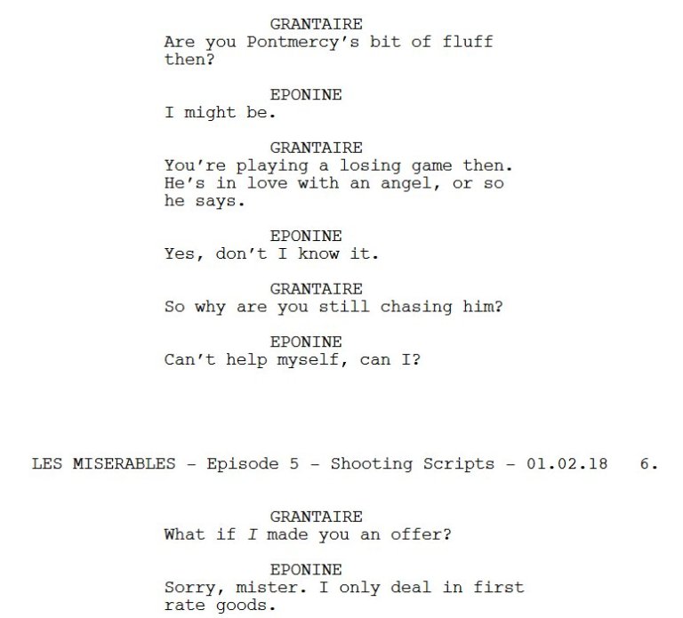 readin’ the BBC Les Mis shooting script – Overly Devoted Archivist